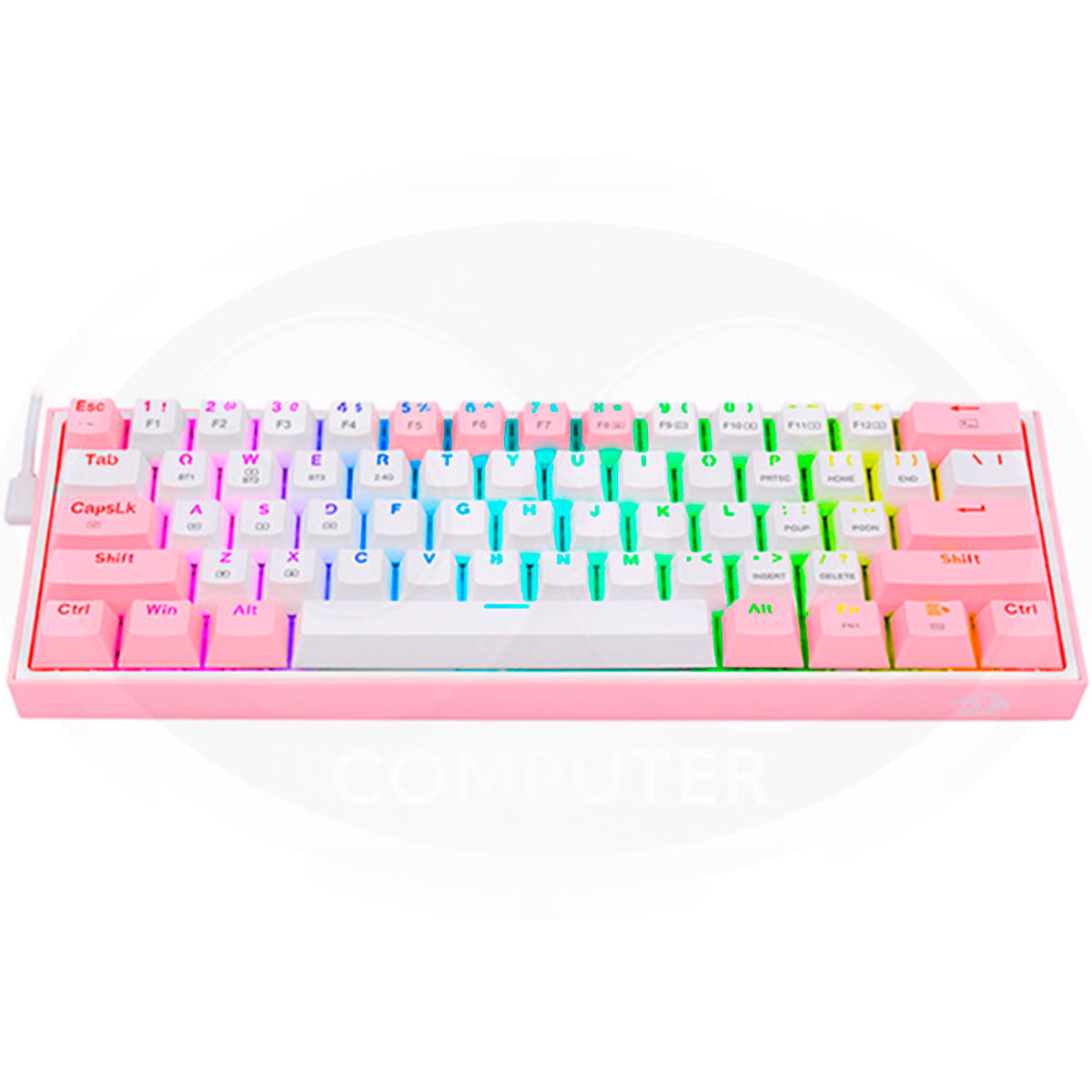 Teclado Redragon Fizz Pro blanco y rosa - Diamond System - Diamond System